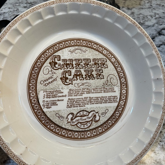 Kitchen | Vintage Cheesecake Recipe Pie Plate | Poshmark
